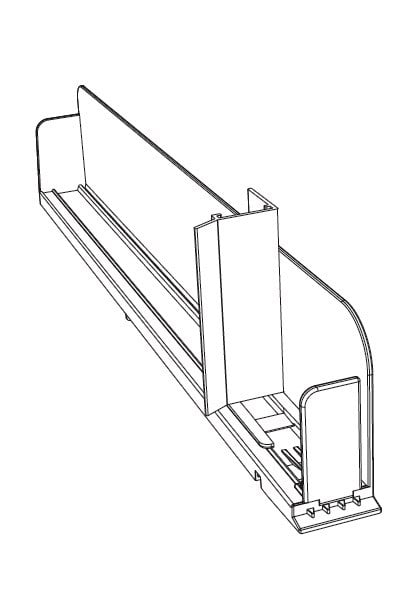 L-divider with 25mm pusher, right, with extension plate | HL Display