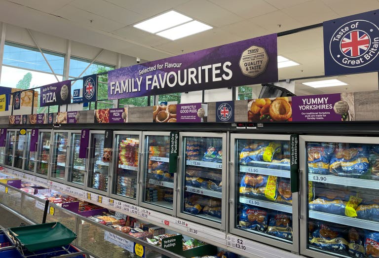 Tesco headers and signage