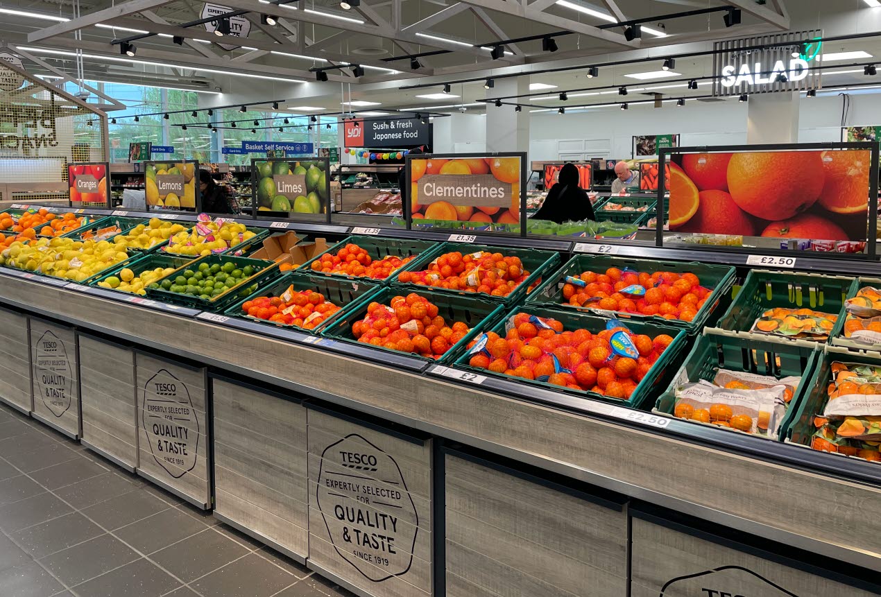 Tesco headers and signage